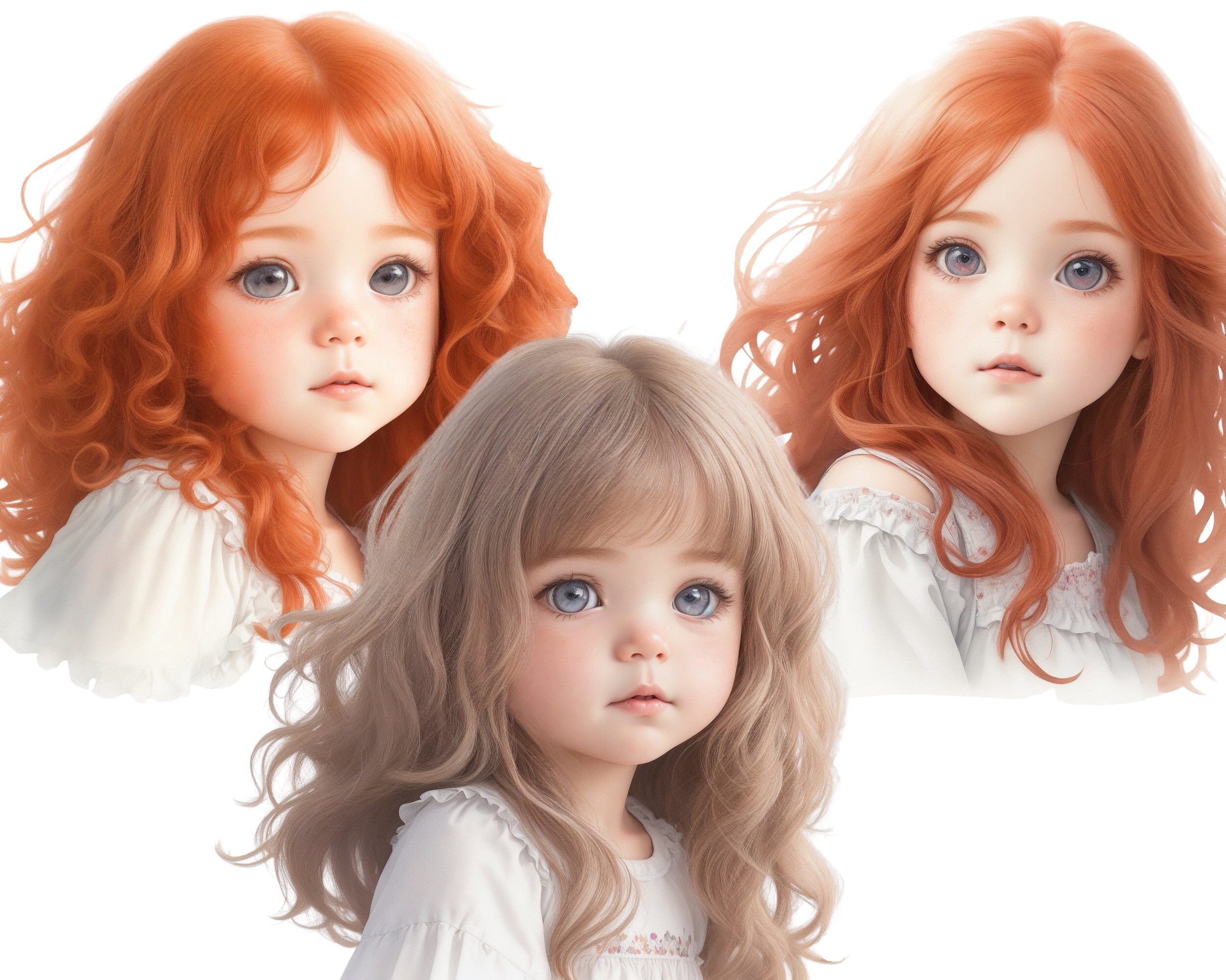 Little Girl Faces CLIPART PNG Files Commercial Use Transparent - Etsy