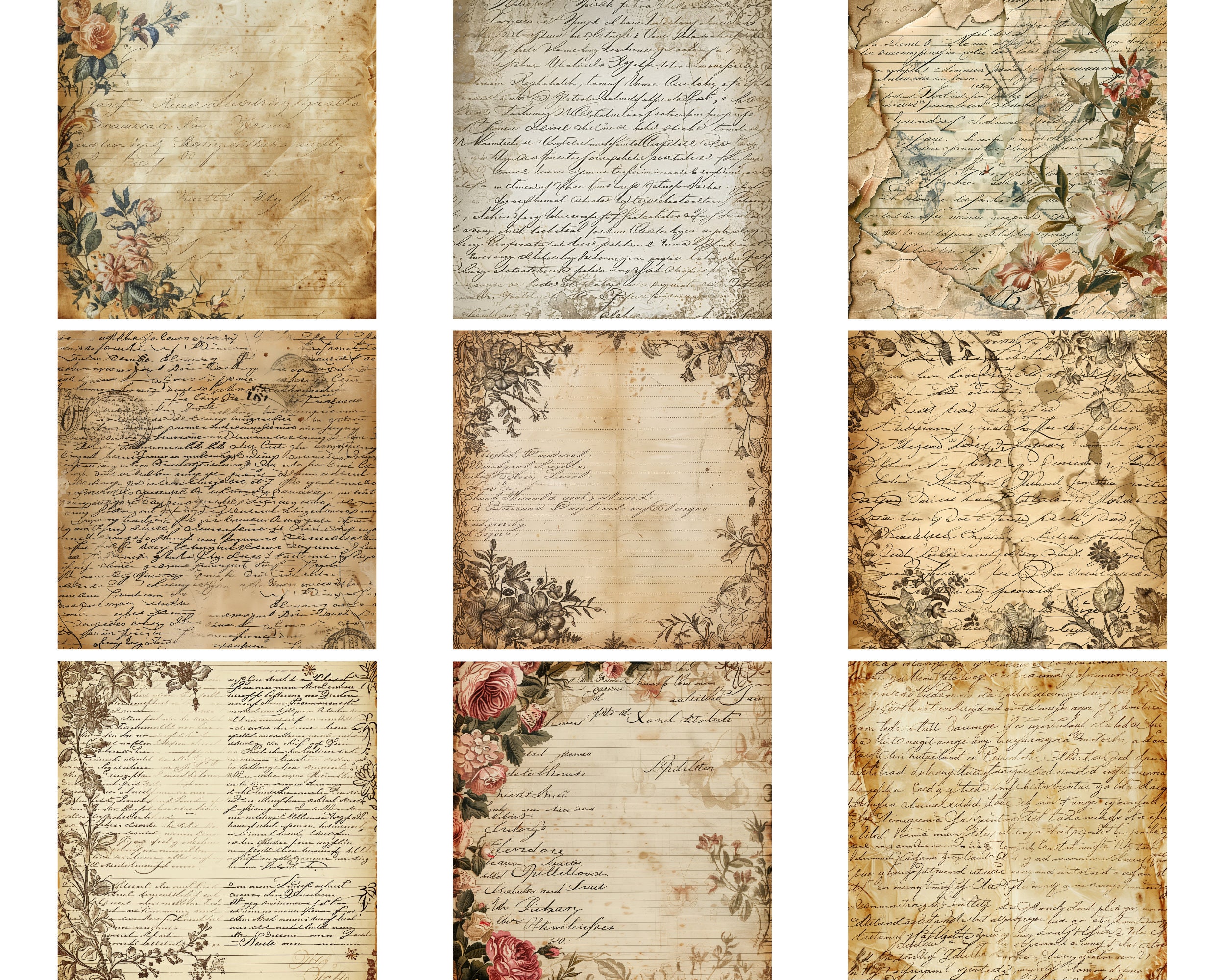 Antique Letters Digital Papers JPG, Crafting Paper, Commercial Use ...