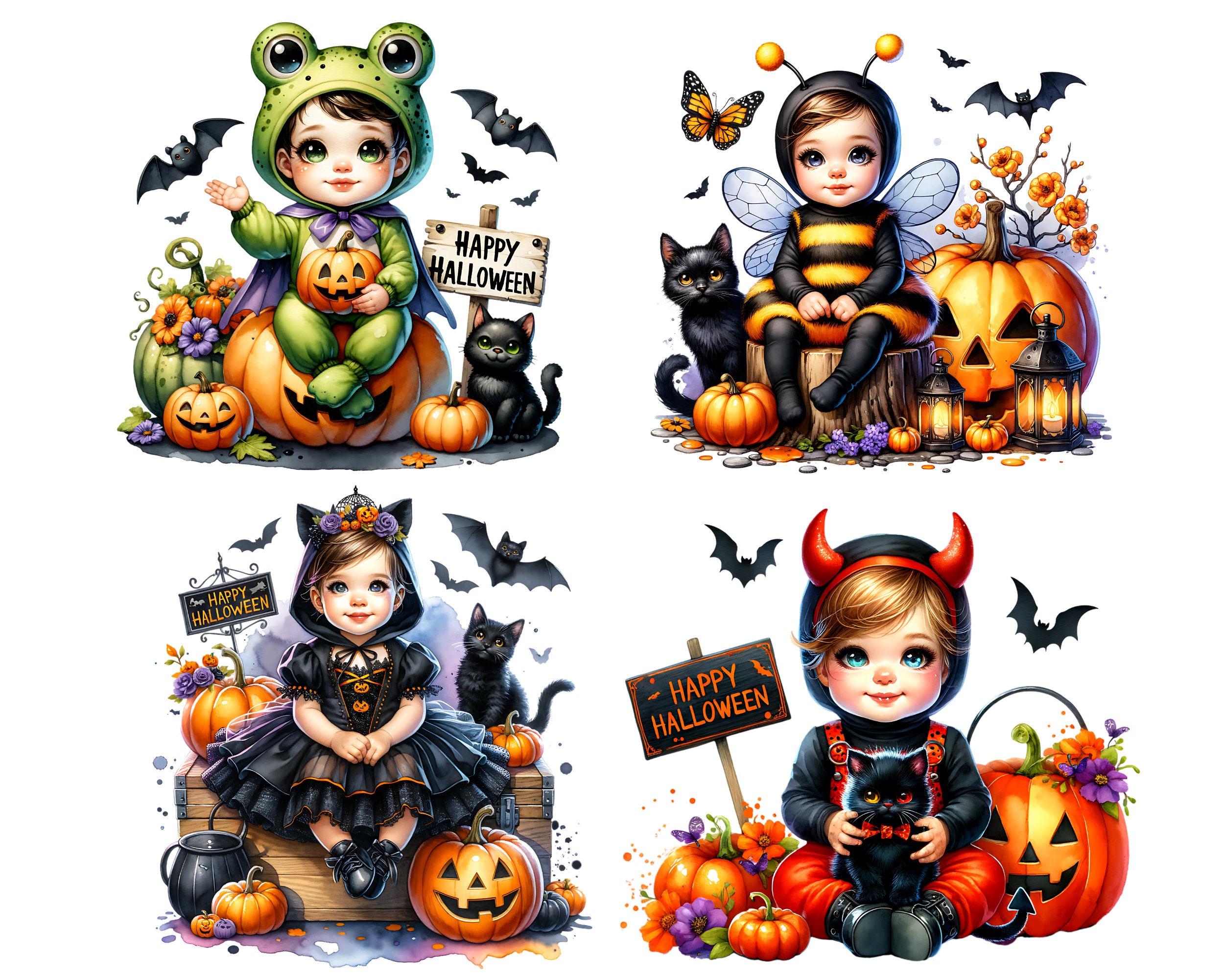 Halloween Kids CLIPART PNG Files, Little Girls Boys Sublimation, Bee ...