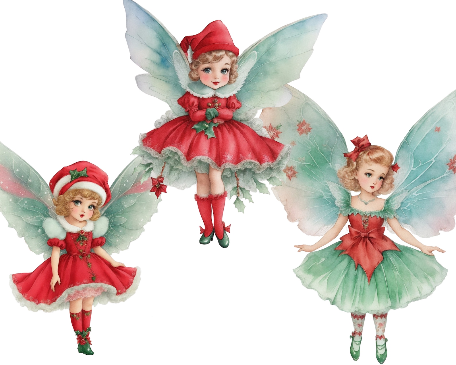 Christmas Fairies CLIPART PNG Files, Commercial Use Transparent ...