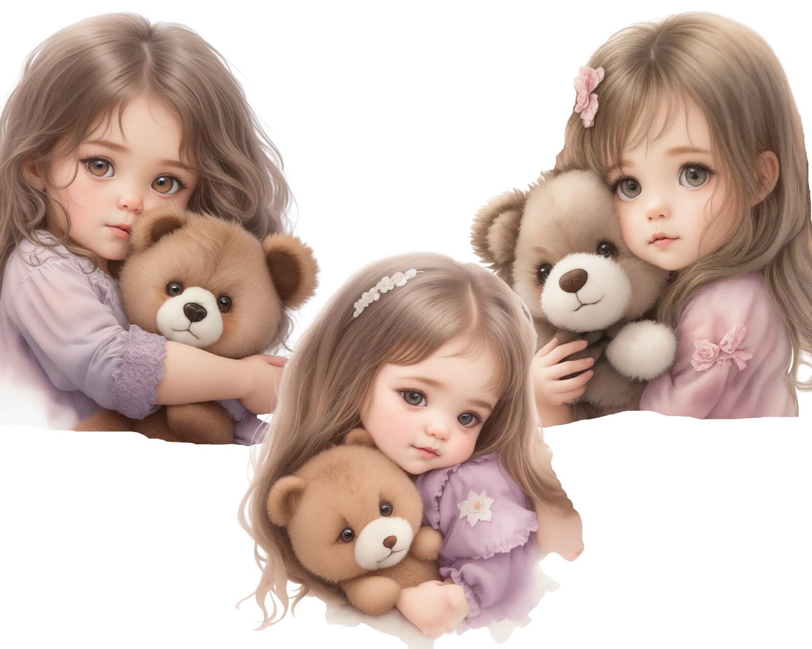 Cute Girls With Teddy Bears CLIPART PNG Files Commercial Use ...