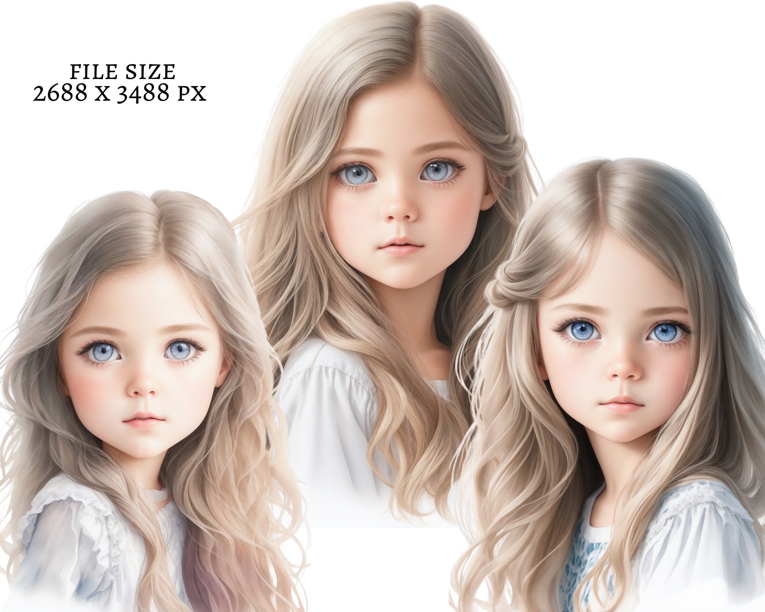 Little Girl Faces CLIPART PNG Files Commercial Use Transparent ...