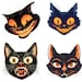 Halloween Black Cat Heads CLIPART PNG Files, Retro Sublimation Vintage ...