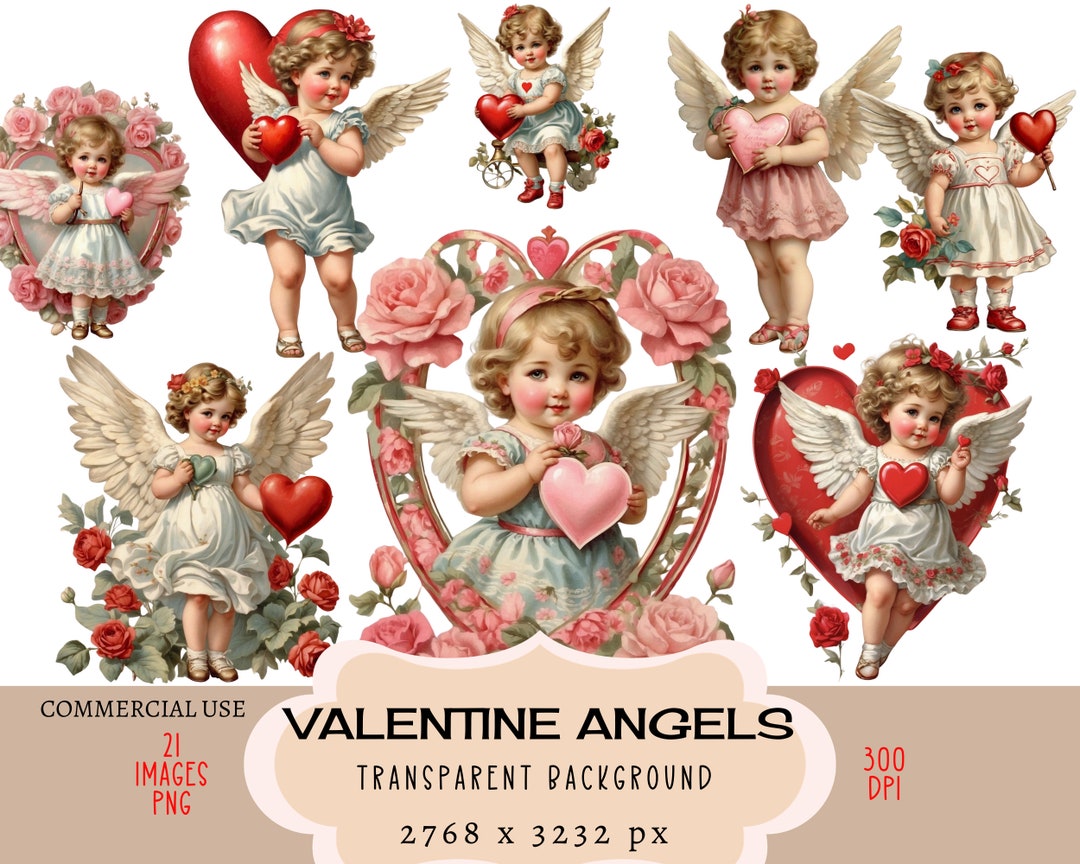 Valentine Angels CLIPART PNG Files Commercial Use Transparent ...