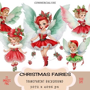 Christmas Fairies CLIPART PNG Files, Commercial Use Transparent ...
