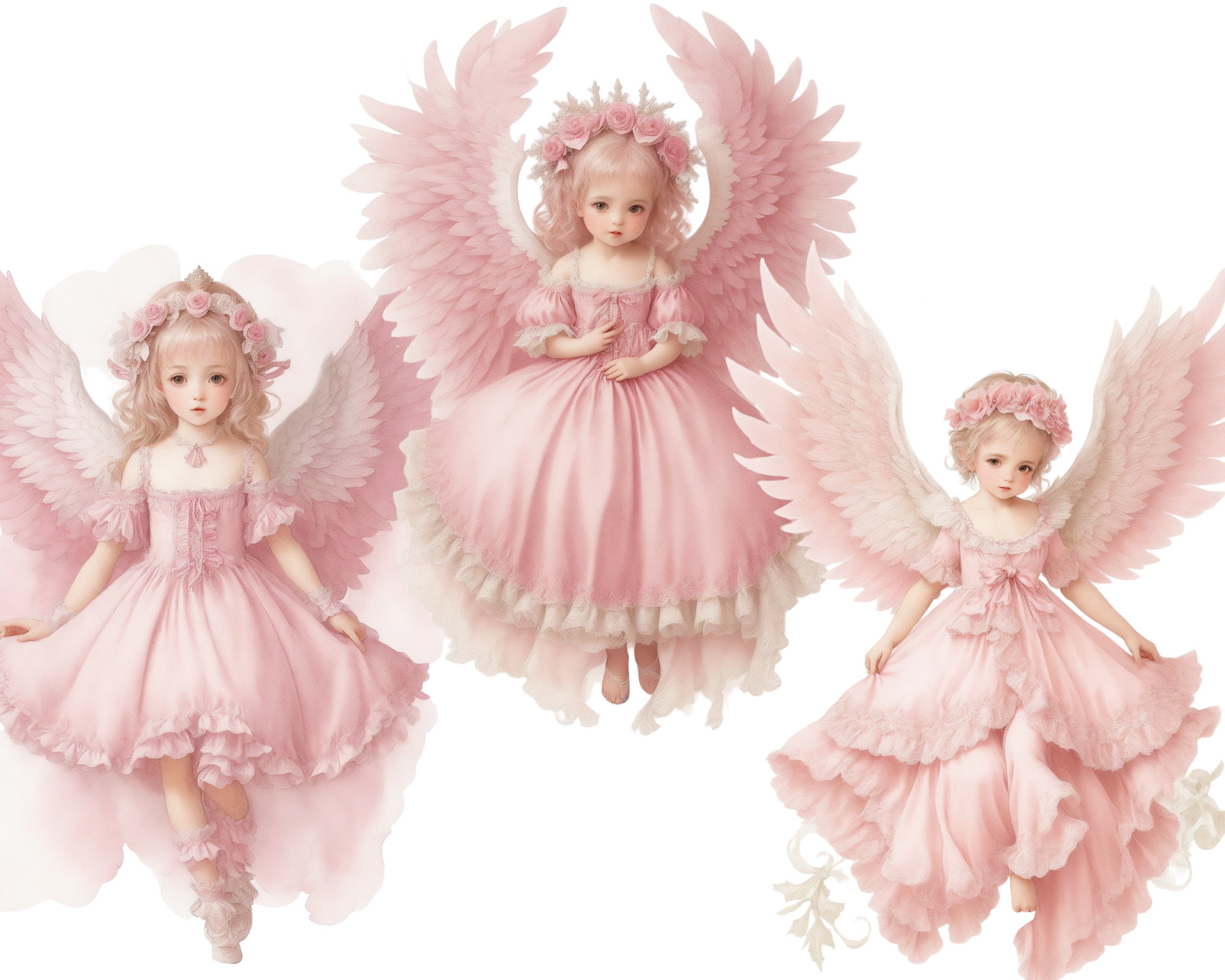 Pink Angels CLIPART PNG Files Commercial Use Transparent - Etsy