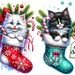 Christmas Stocking Kitten CLIPART PNG File, Cute Cat Sublimation ...