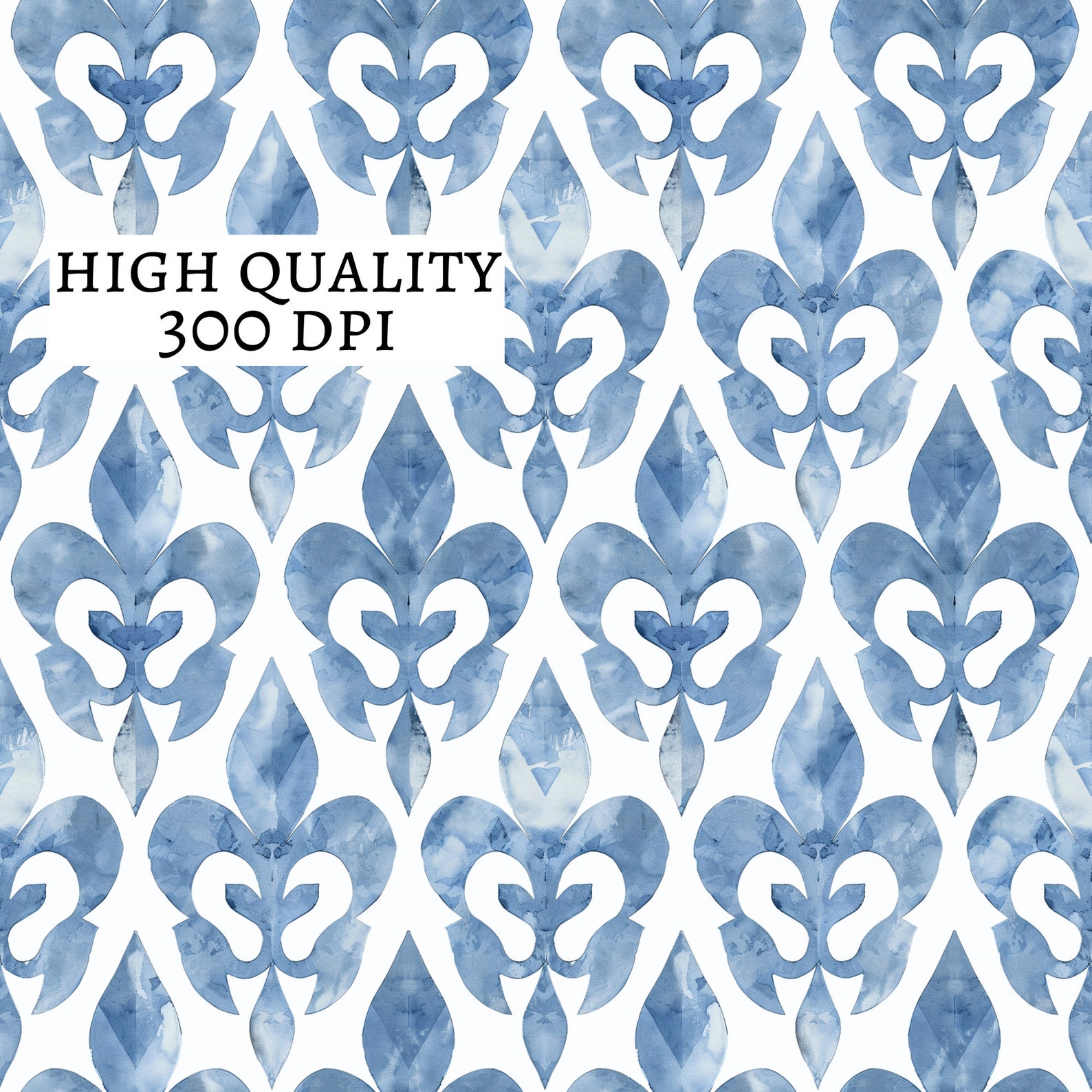 Blue Fleur De Lis Digital Papers JPG, Seamless Crafting Paper ...