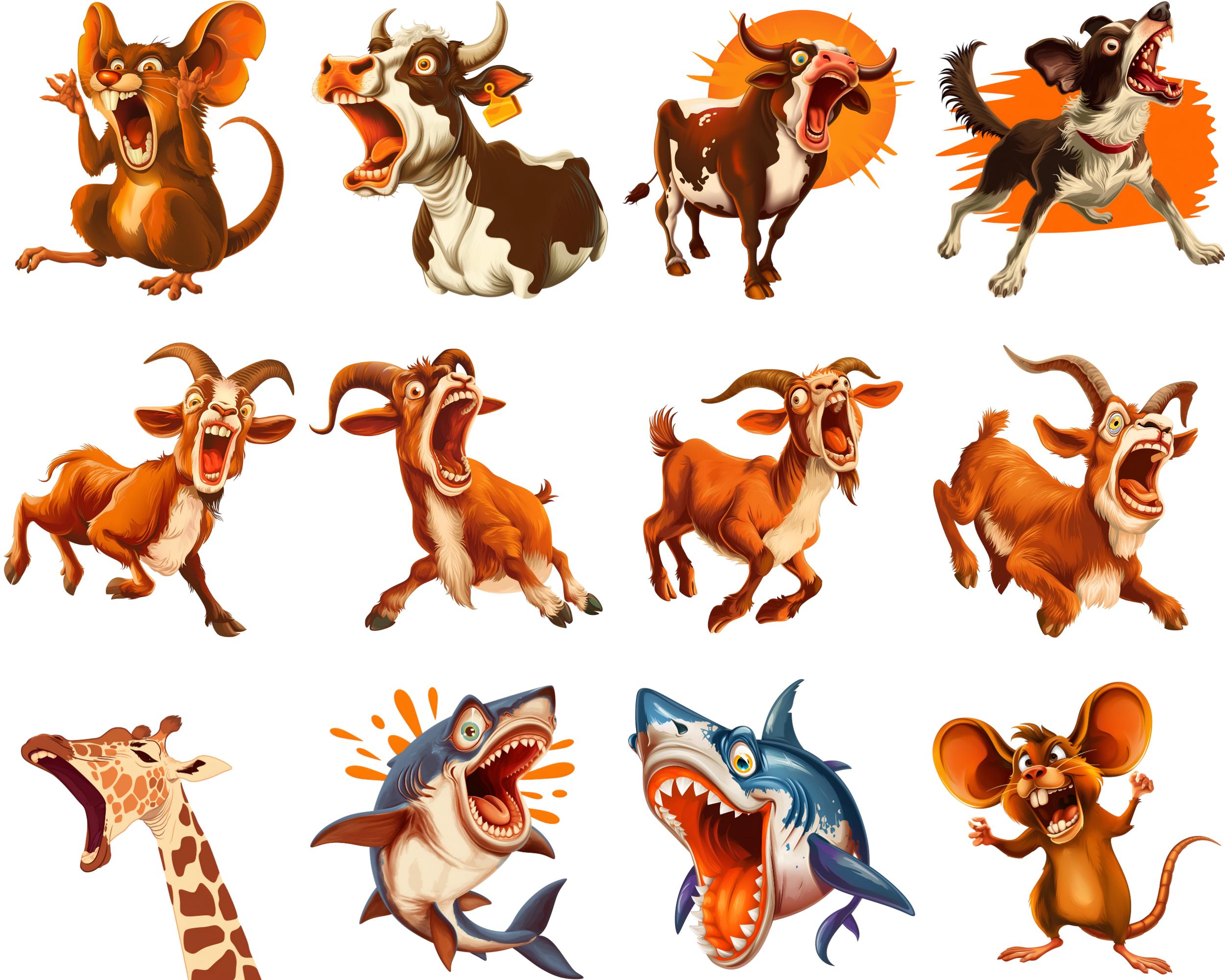 Shouting Animals CLIPART PNG Files, Screaming Goat Sublimation, Calling ...