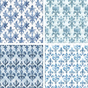 Blue Fleur De Lis Digital Papers JPG, Seamless Crafting Paper ...