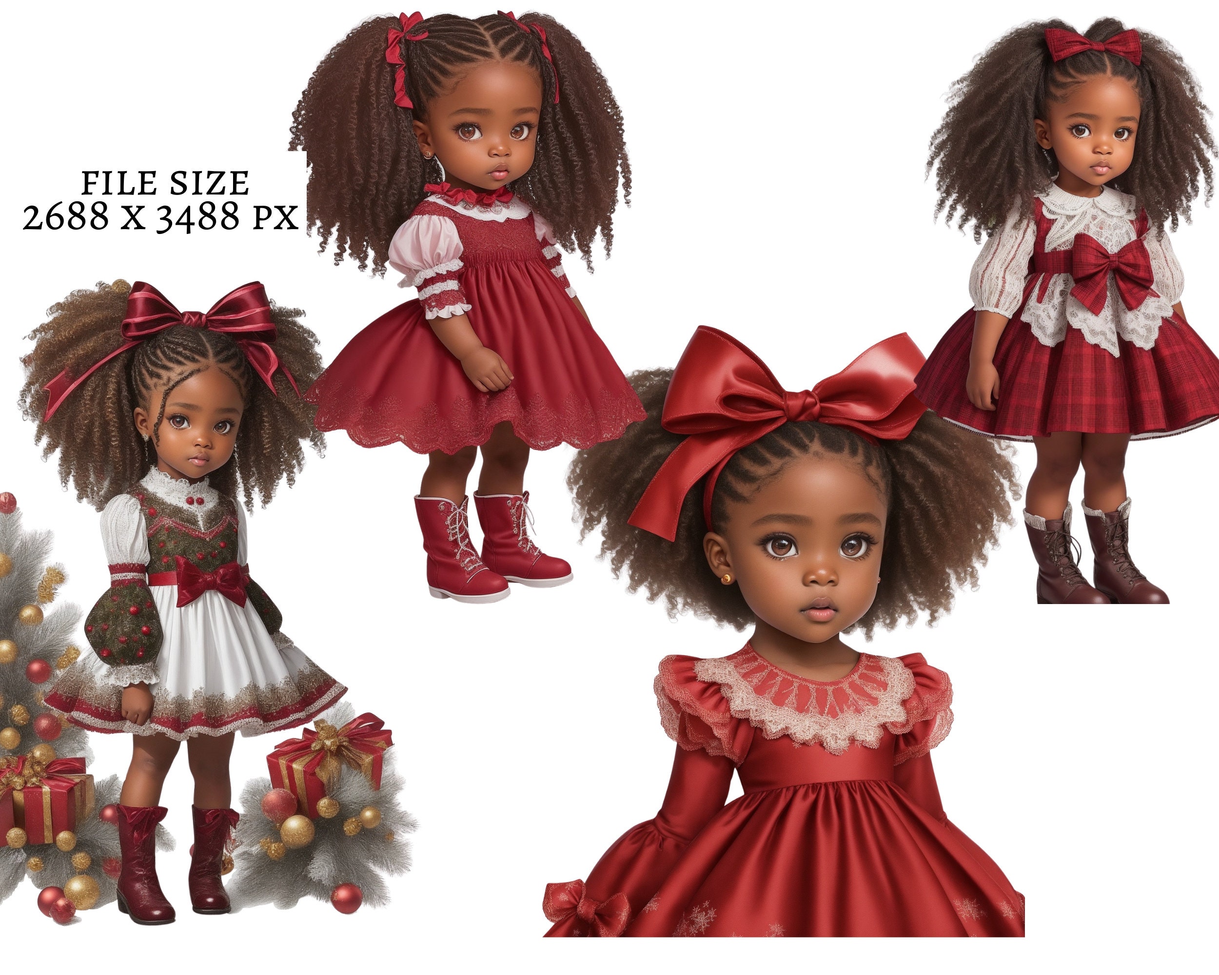 Little Christmas Girls CLIPART PNG Files Commercial Use - Etsy