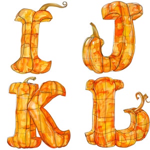 Pumpkin Letters Alphabet CLIPART PNG Files, Fall Sublimation, Autumn ...