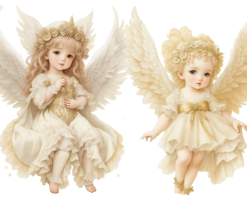 Golden Angels CLIPART PNG Files Commercial Use Transparent - Etsy