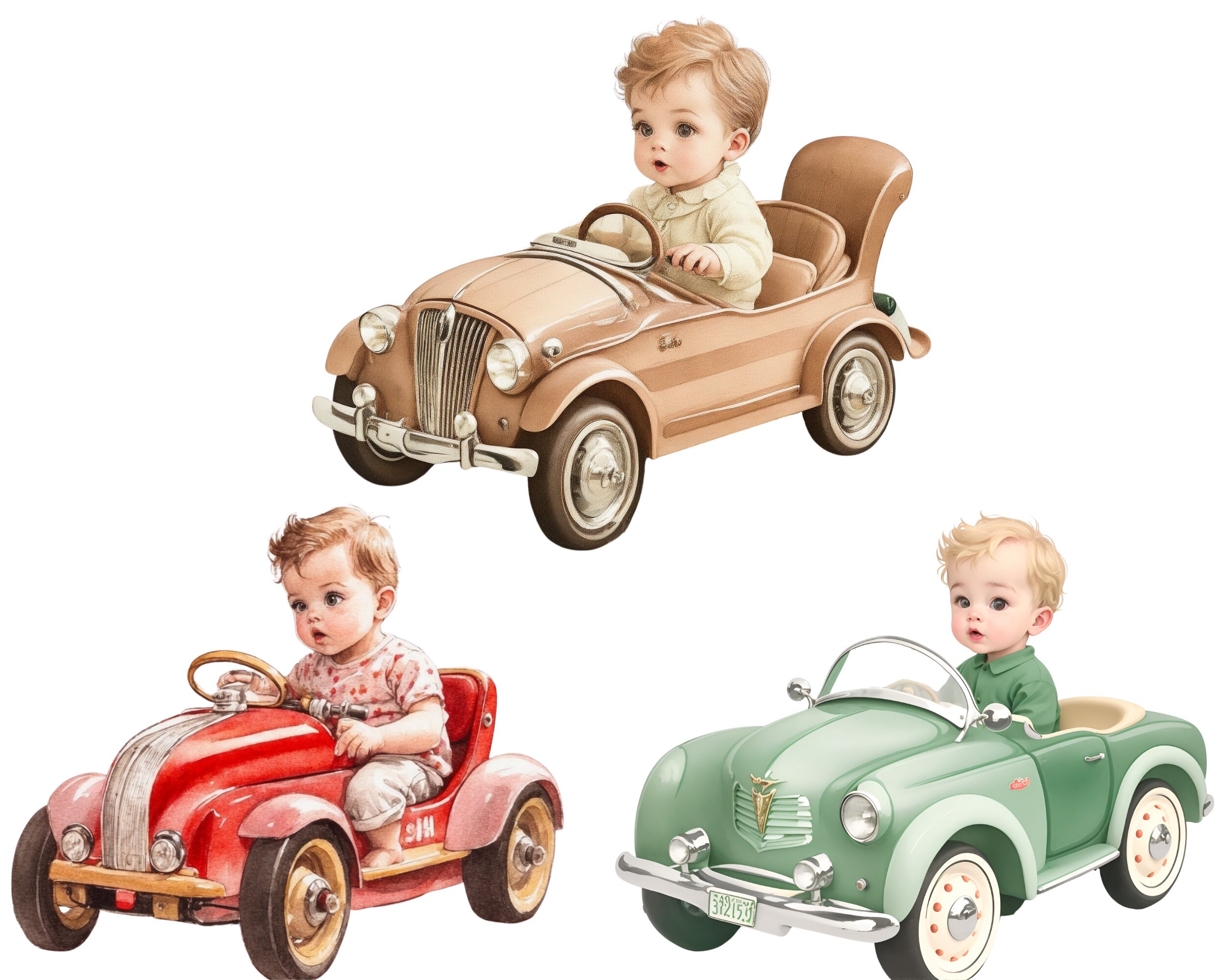 Little Boys in Cars CLIPART PNG Files Commercial Use Transparent ...