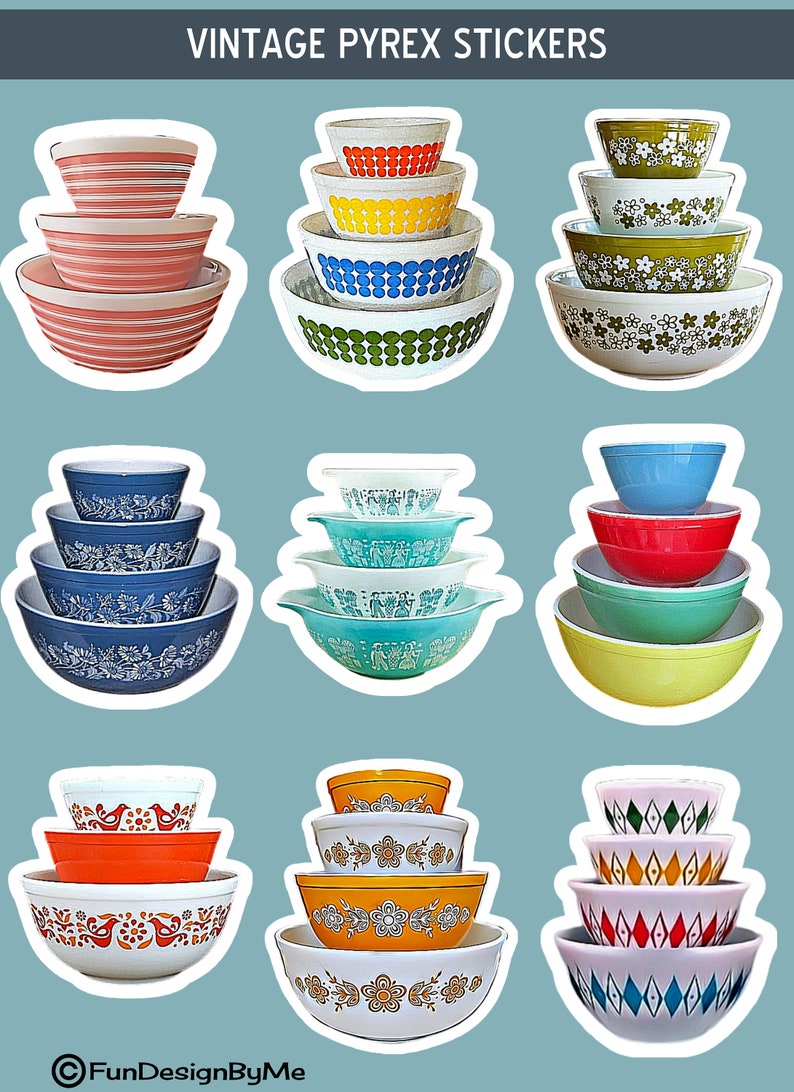 Vintage PYREX STICKERS, Downloadable Printable Instant Download, Mixing ...