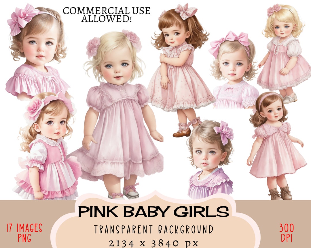 Baby Girls CLIPART PNG Files, Commercial Use, Transparent Background ...