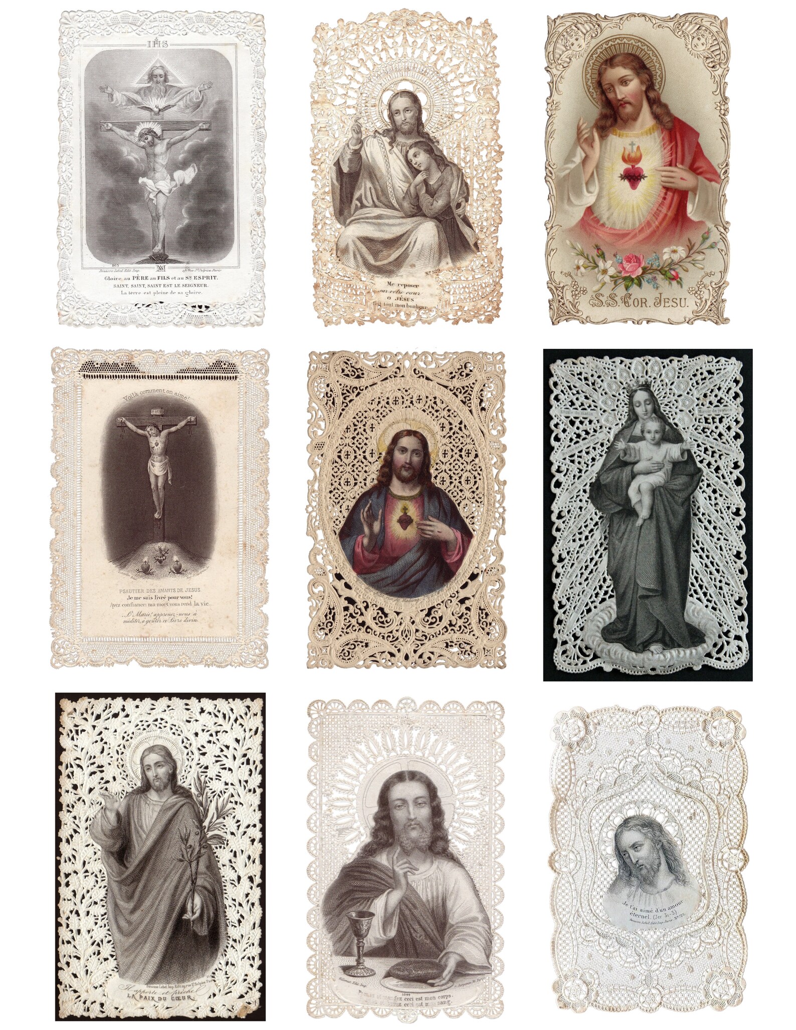 Antique Lace HOLY CARDS Digital Collage Sheet, Christian Ephemera ...