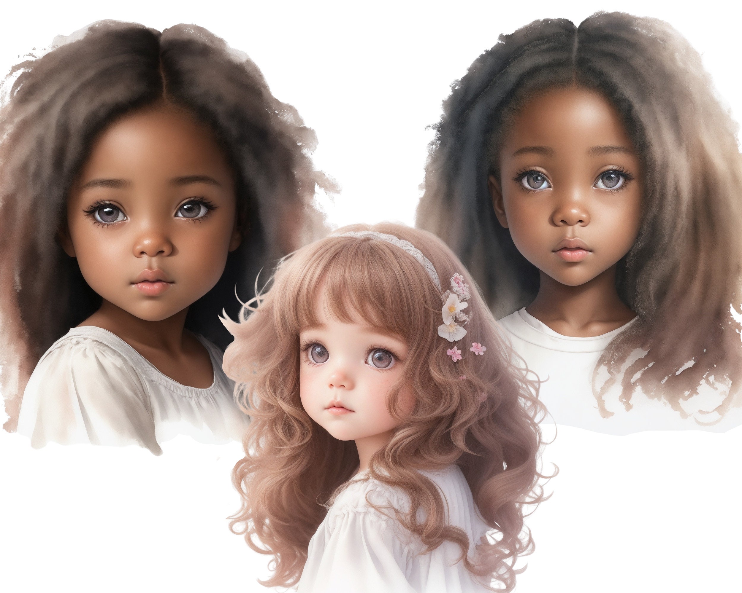 Little Girl Faces CLIPART PNG Files Commercial Use Transparent ...