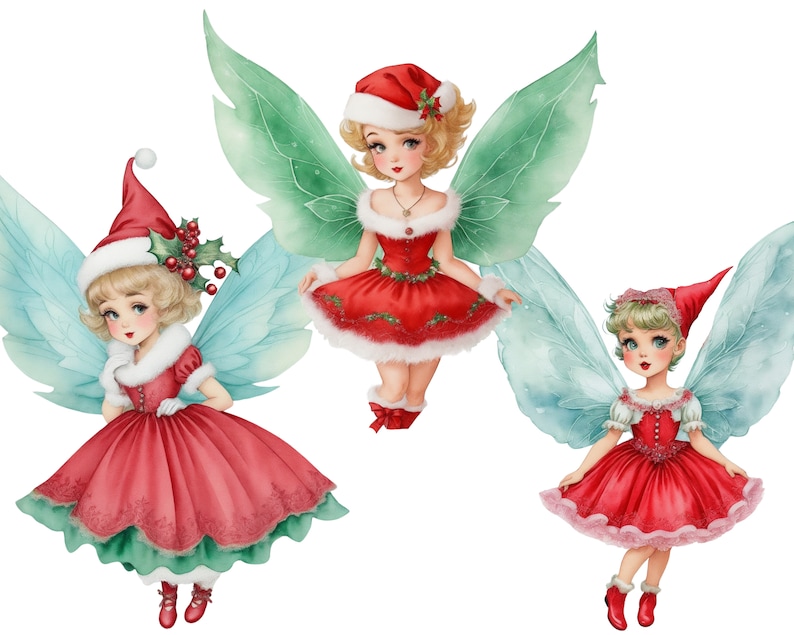 Christmas Fairies CLIPART PNG Files, Commercial Use Transparent ...