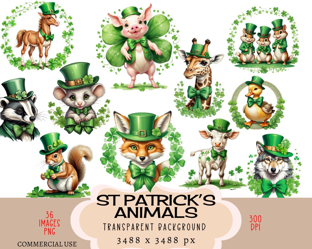 St Patrick's Day Animals CLIPART PNG Files Commercial Use Transparent ...