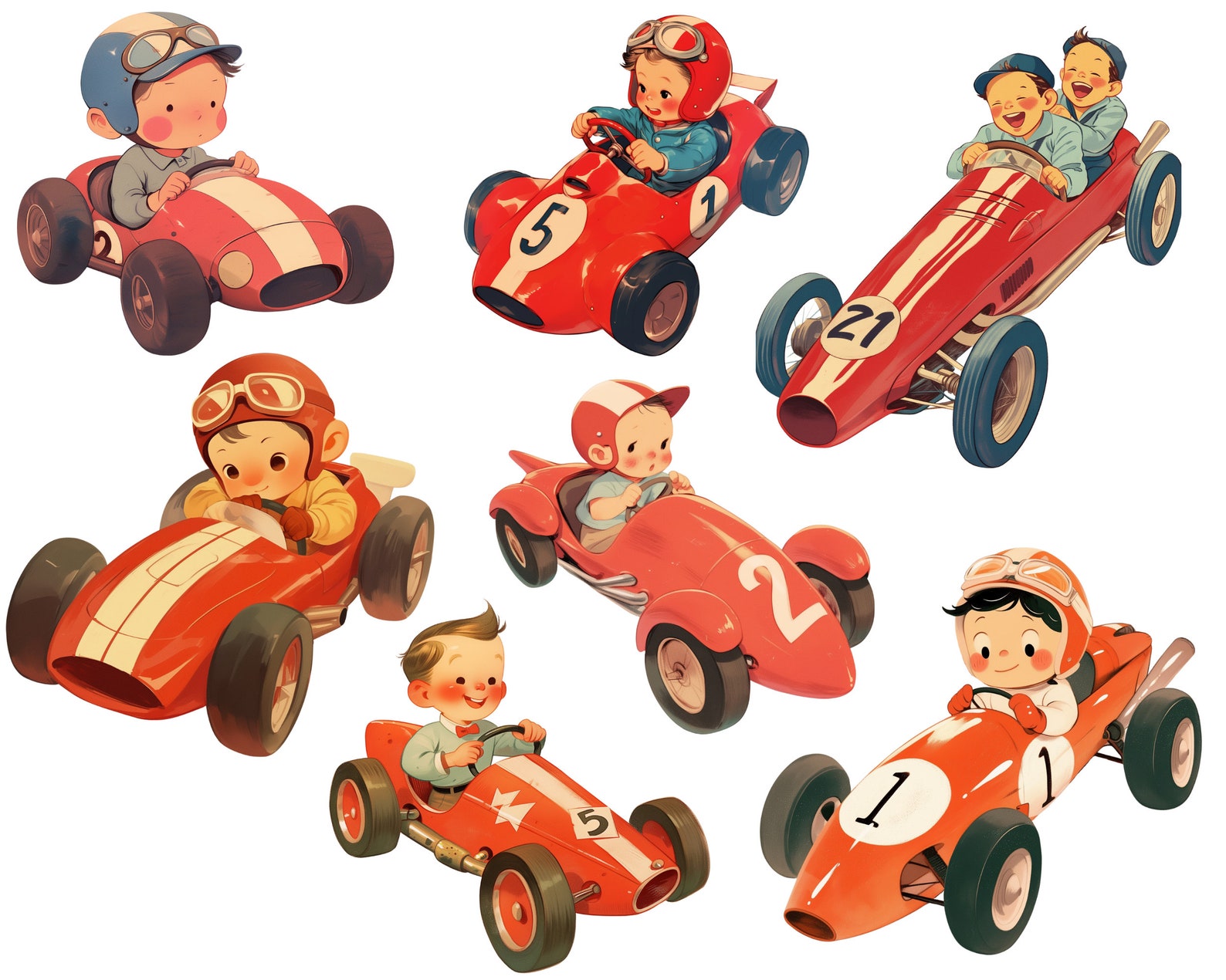 Racing Car Boys CLIPART PNG Files Commercial Use Transparent Background ...
