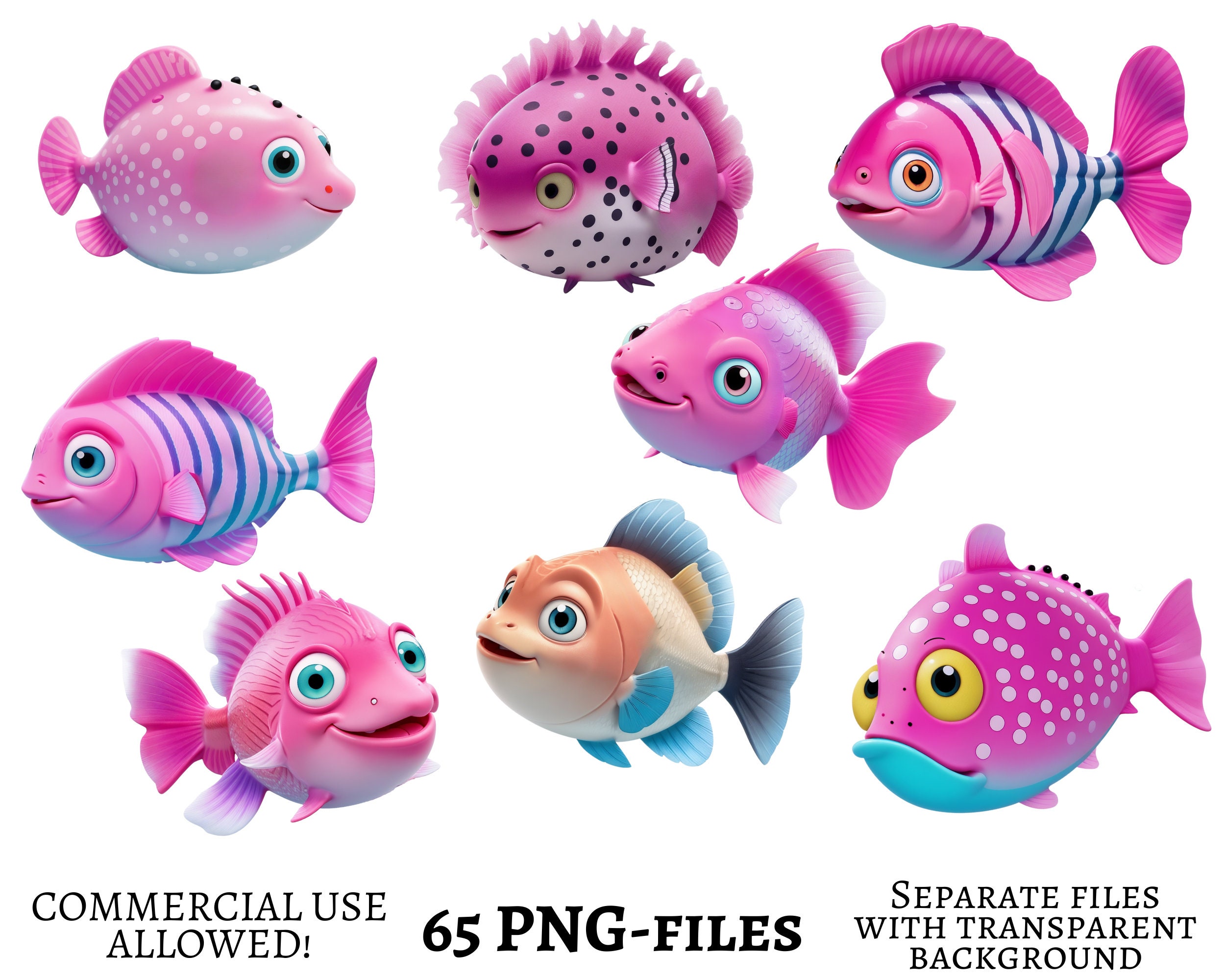 Funny Fish CLIPART PNG Files Commercial Use Transparent Background ...