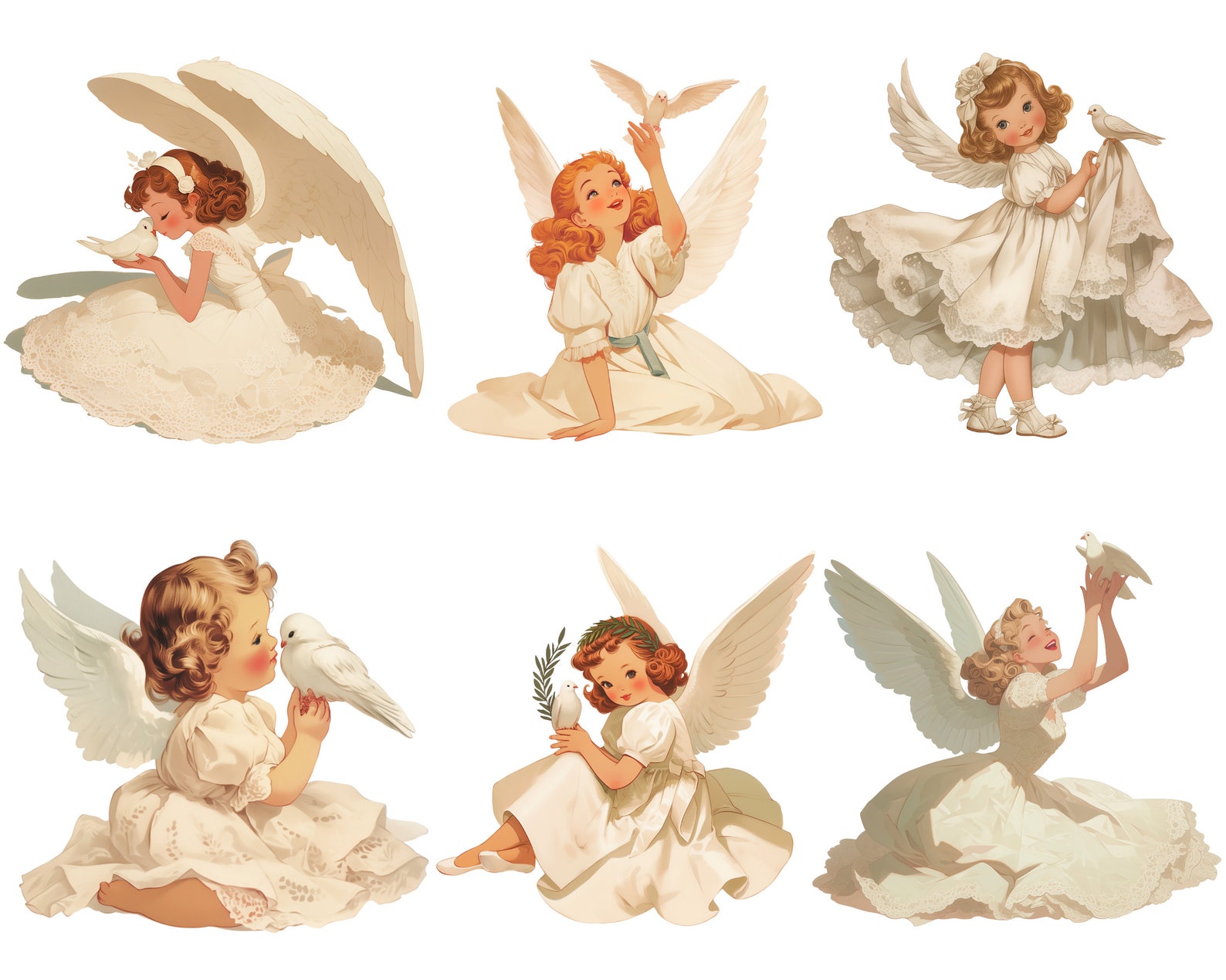 Angels With Doves CLIPART PNG Files Commercial Use Transparent ...