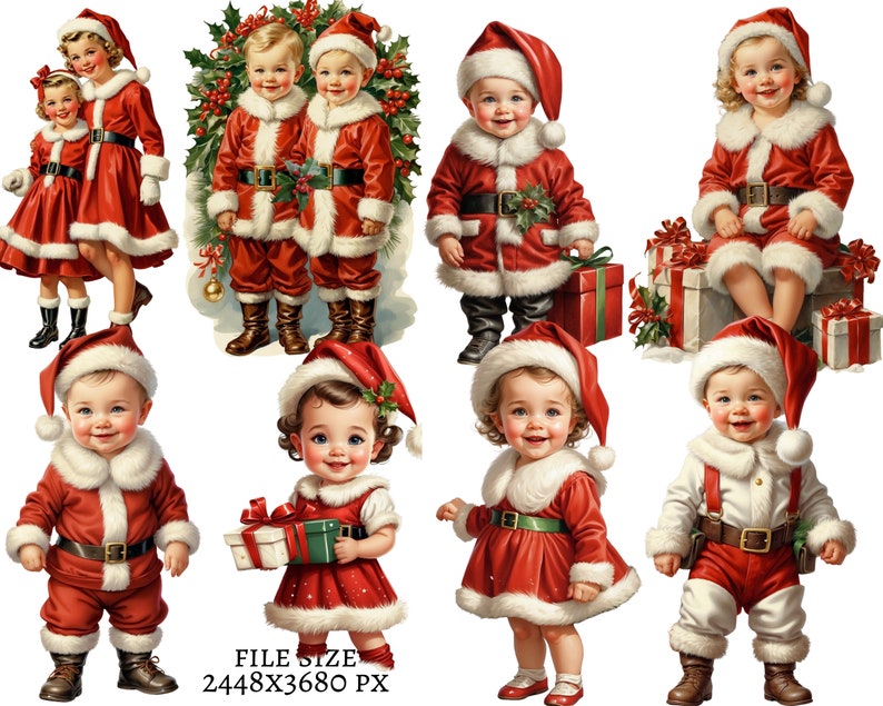 Christmas Kids CLIPART PNG Files Commercial Use Transparent Background ...
