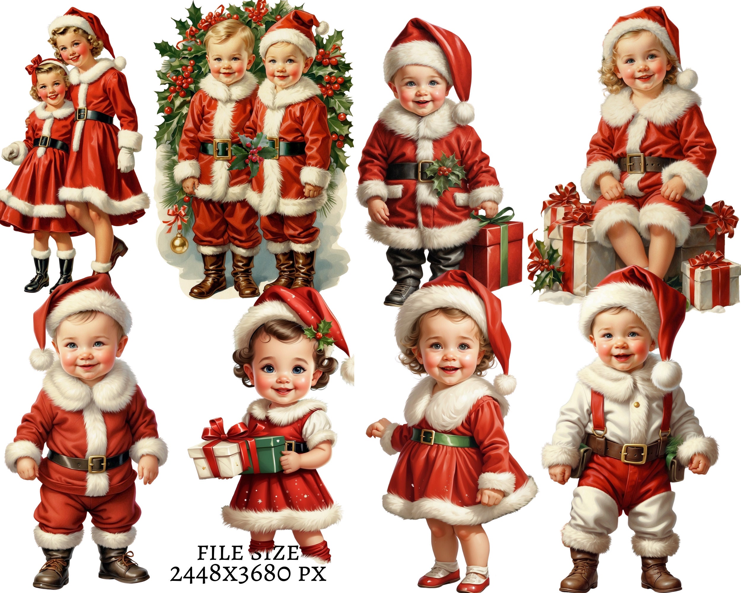 Christmas Kids CLIPART PNG Files Commercial Use Transparent Background ...