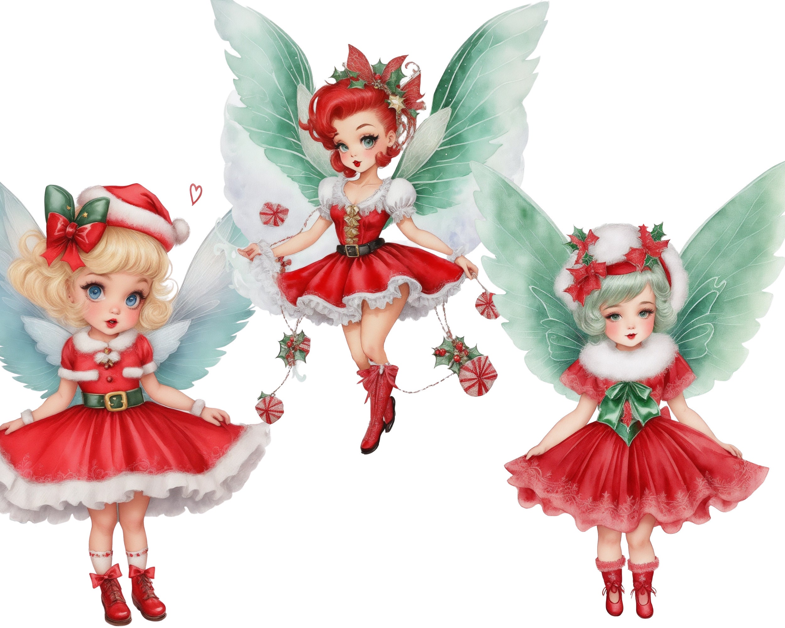 Christmas Fairies CLIPART PNG Files, Commercial Use Transparent ...