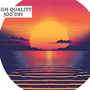 Retro Sunset CLIPART PNG Files Commercial Use Transparent Background ...