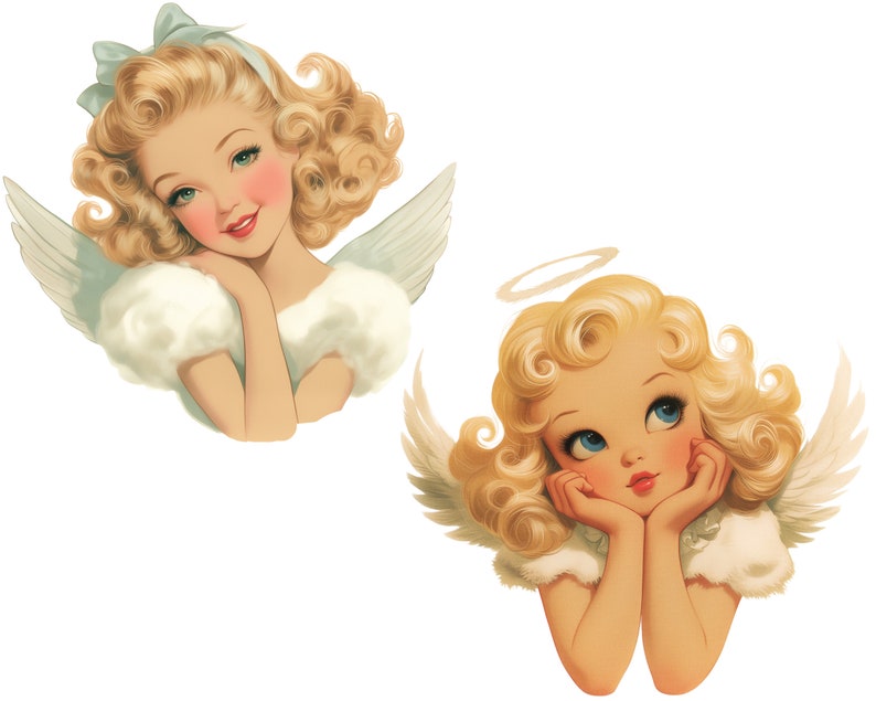 Vintage Angel Face CLIPART PNG Files Commercial Use Transparent ...