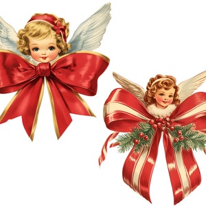 Christmas Angel Bows CLIPART PNG File, Coquette Sublimation, Baby Angel ...
