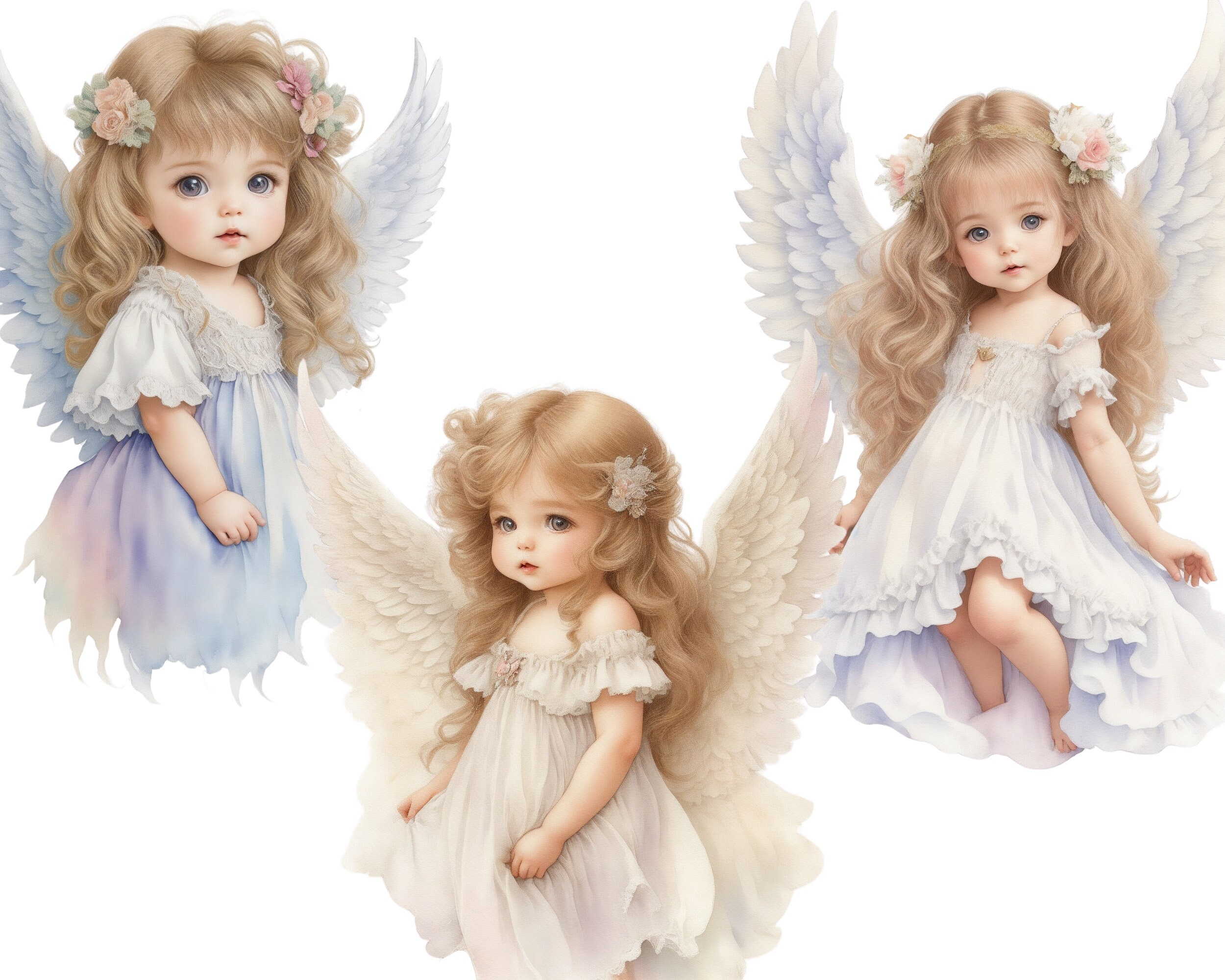 Cute Angels CLIPART PNG Files Commercial Use Transparent - Etsy