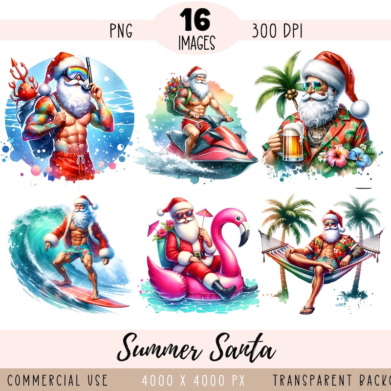 Tropical Santa - Etsy