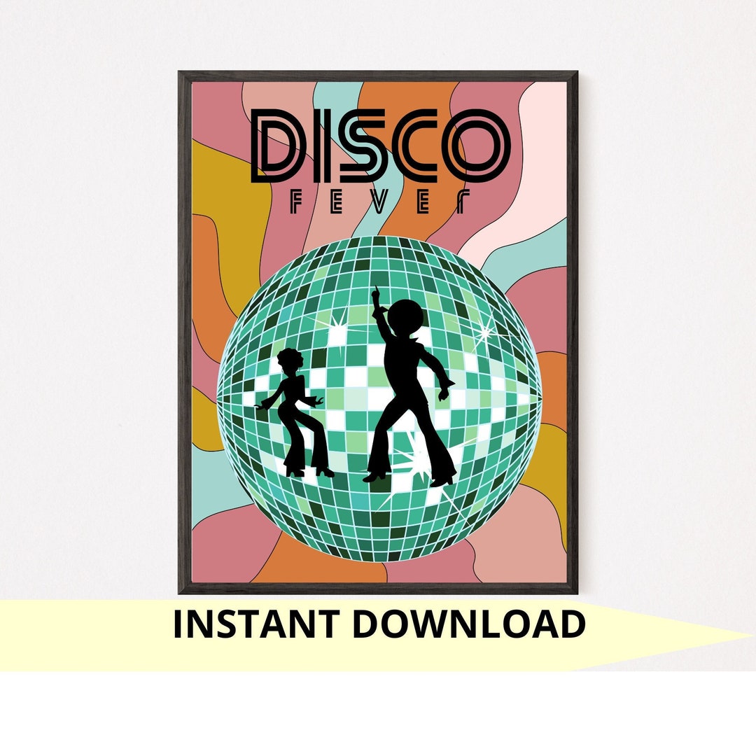 INSTANT DOWNLOAD Retro Disco Fever Art Print, 1970s 70s Poster, Dance ...