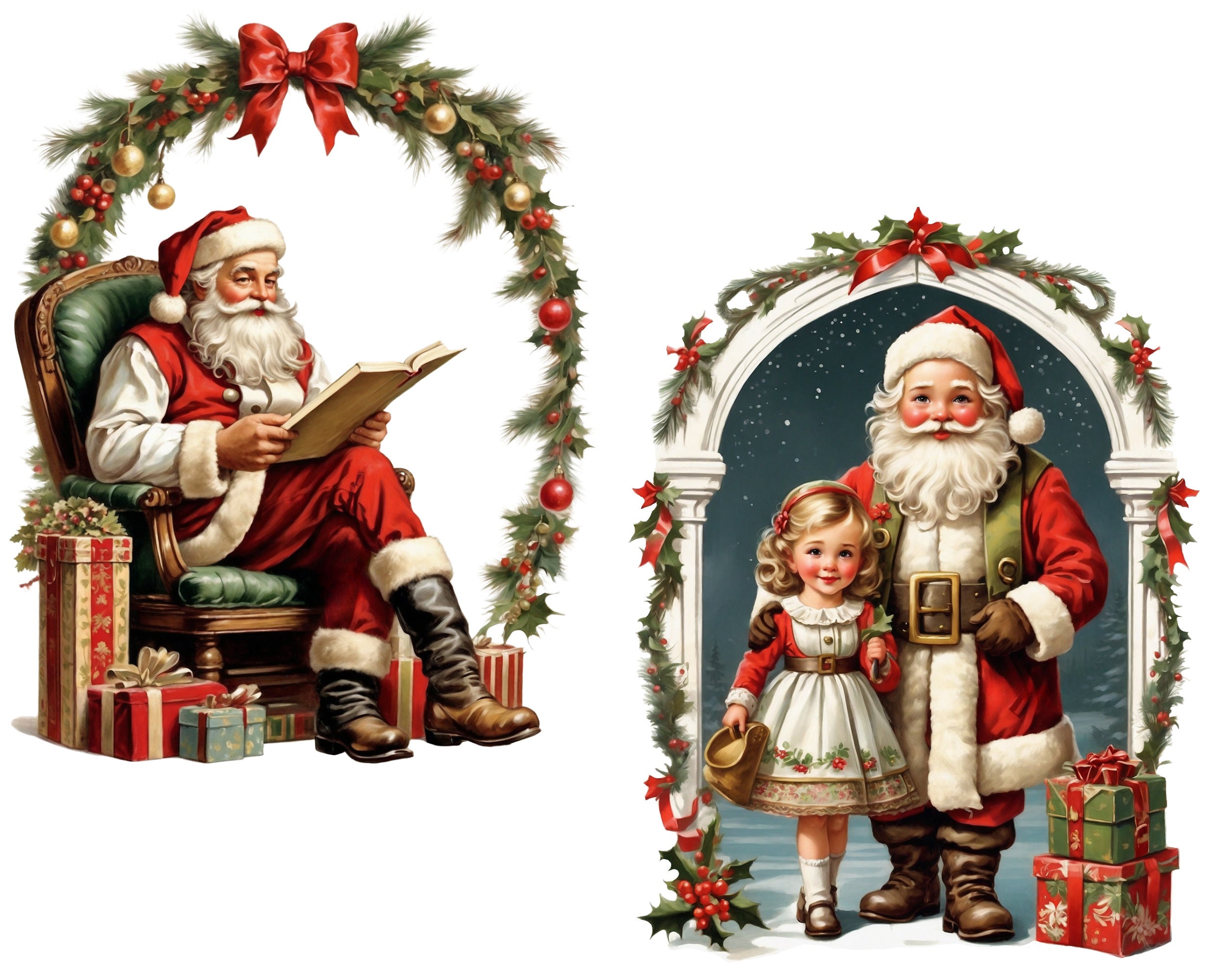 Vintage Santa Claus CLIPART PNG Files, Commercial Use Transparent ...