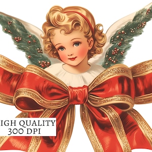 Christmas Angel Bows CLIPART PNG File, Coquette Sublimation, Baby Angel ...