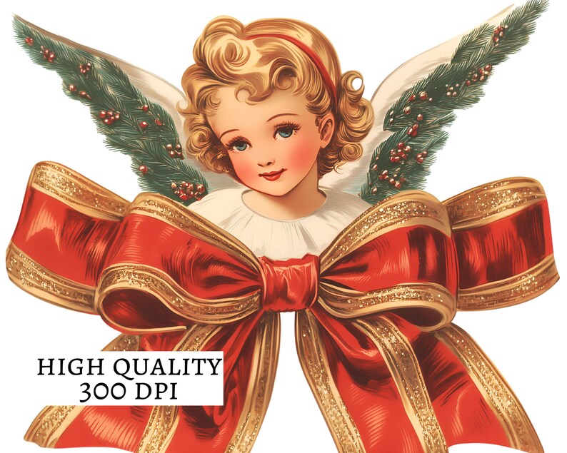 Christmas Angel Bows CLIPART PNG File, Coquette Sublimation, Baby Angel ...