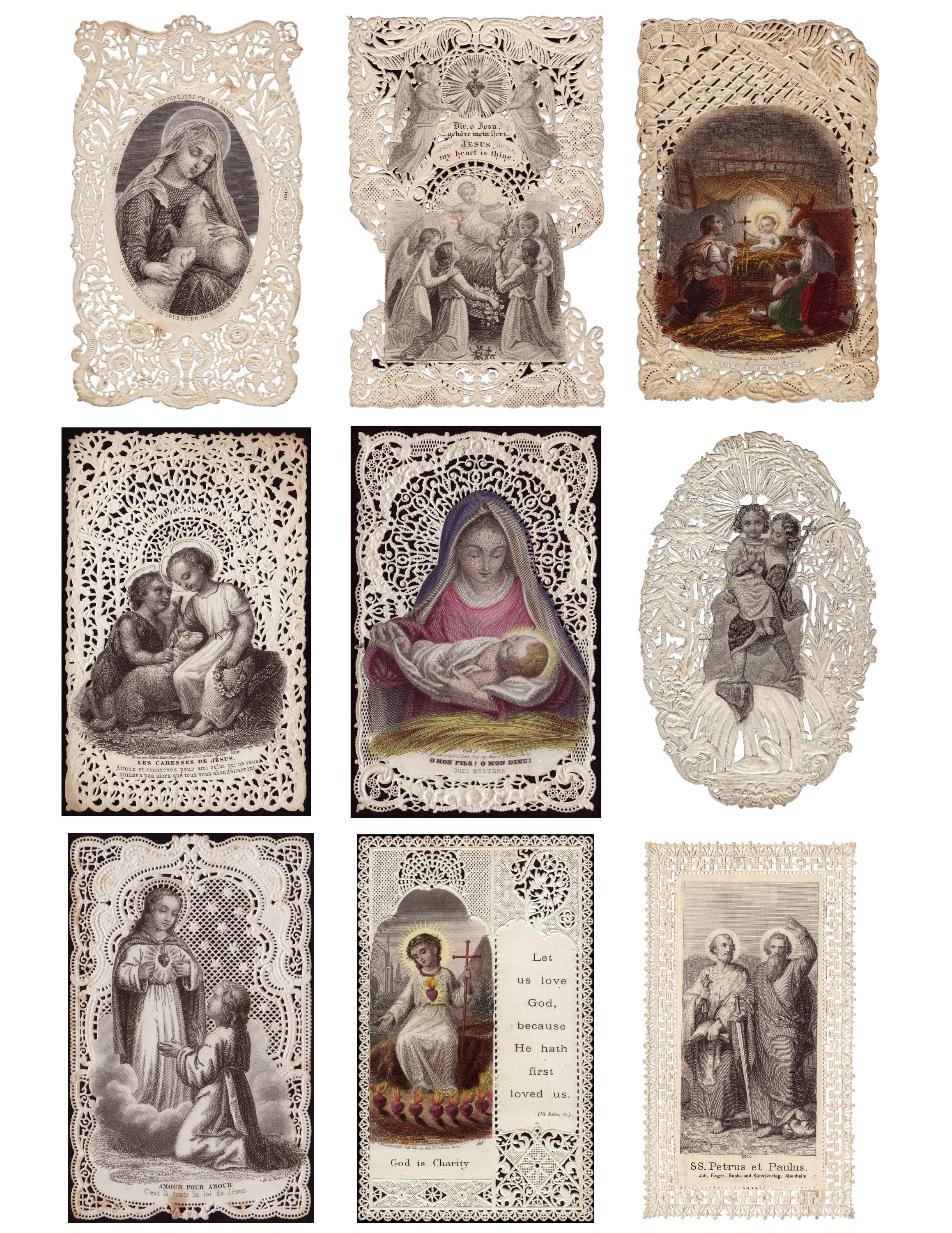 Antique Lace HOLY CARDS Digital Collage Sheet Christian - Etsy