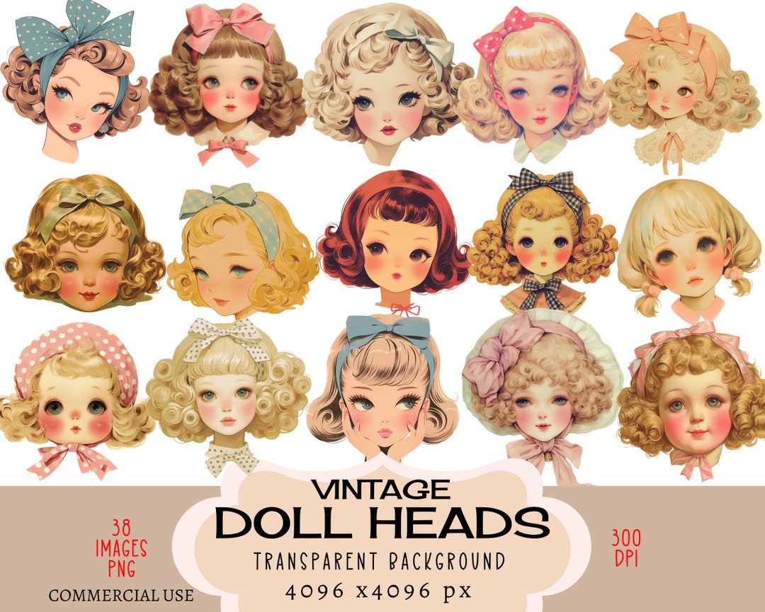 Doll Heads CLIPART PNG File Commercial Use Transparent Background ...