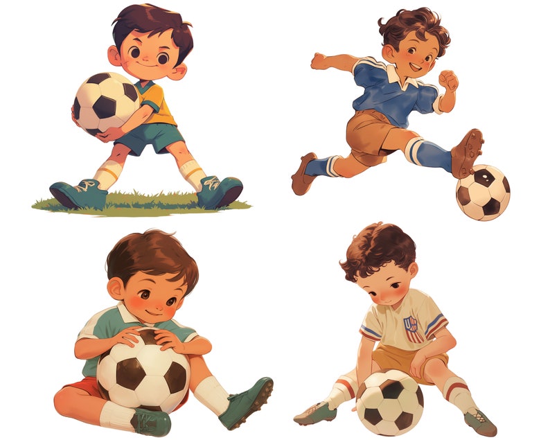 Soccer Football Boys CLIPART PNG Files Commercial Use Transparent ...