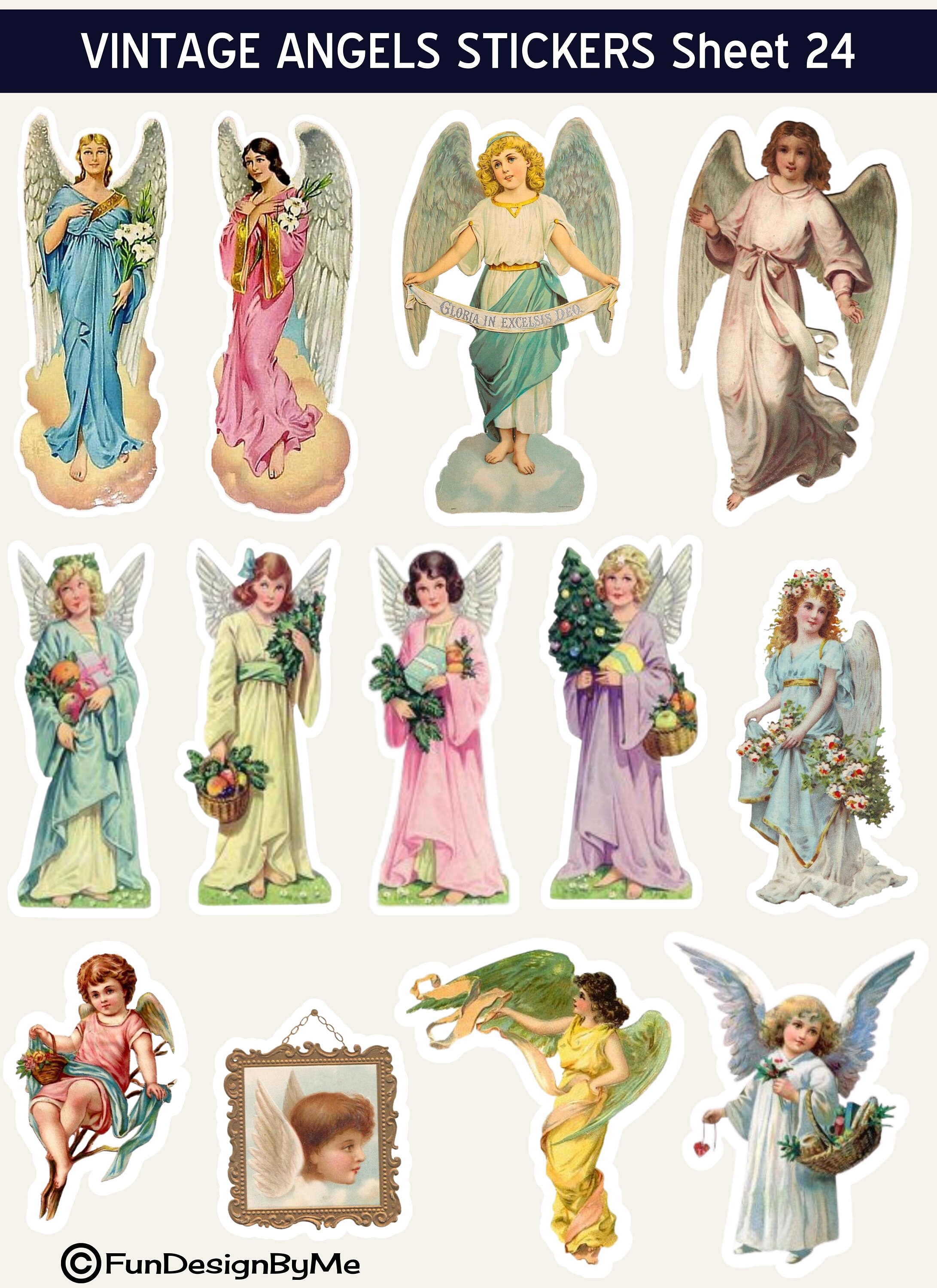 Vintage Angels Digital Collage Sheet, JPG Files Stickers Downloadable ...