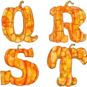 Pumpkin Letters Alphabet CLIPART PNG Files, Fall Sublimation, Autumn ...