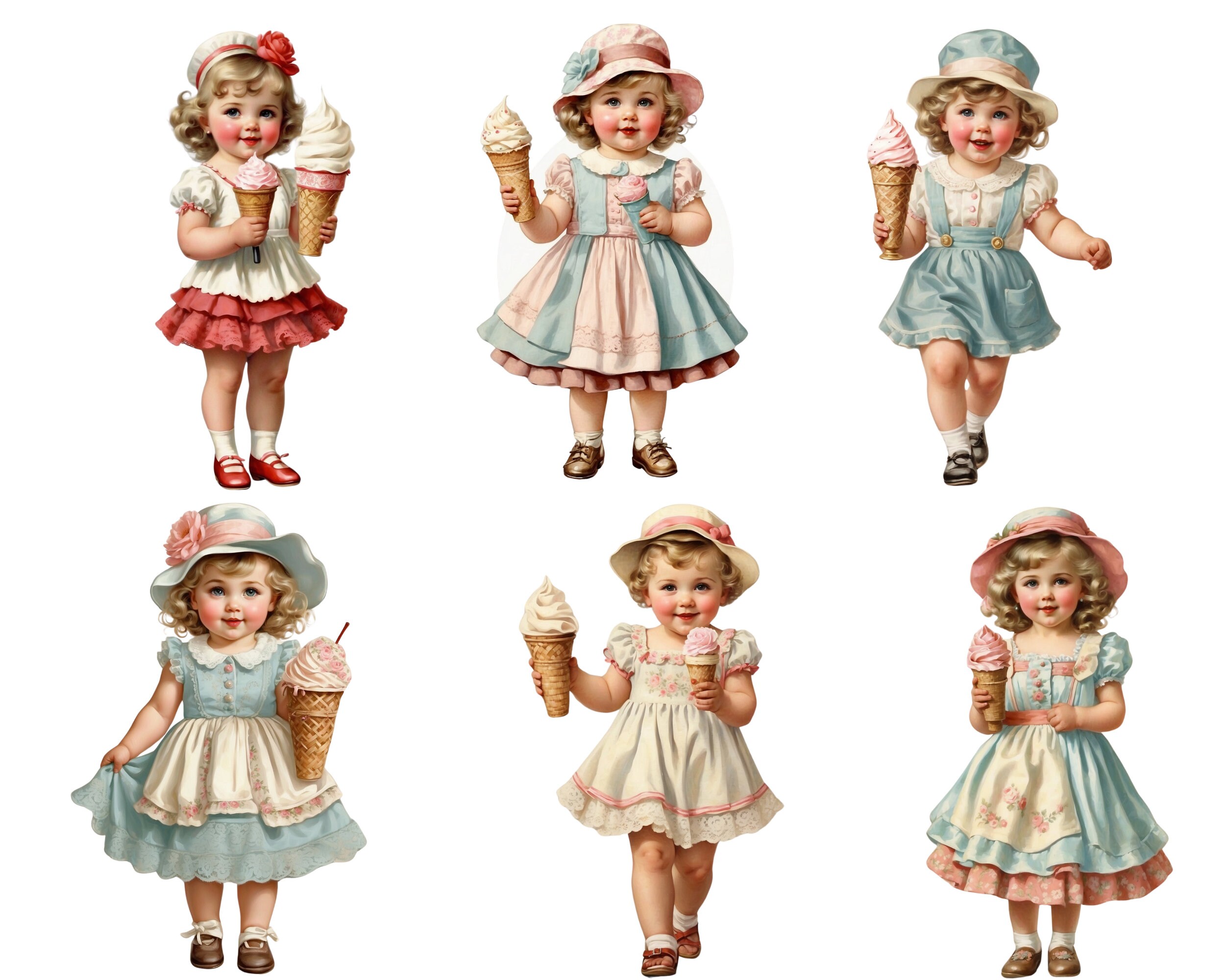 Ice Cream Girls CLIPART PNG Files Commercial Use Transparent Background ...
