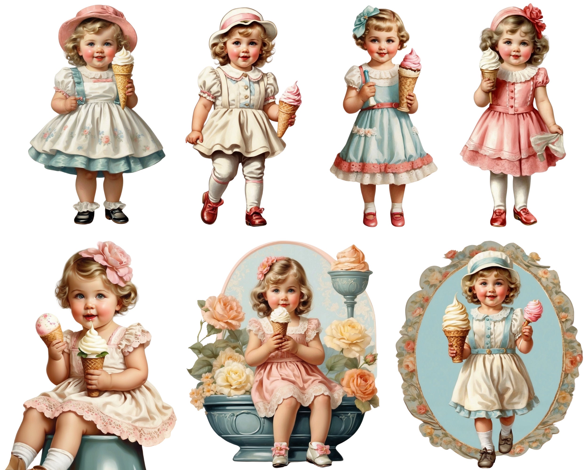Ice Cream Girls CLIPART PNG Files Commercial Use Transparent Background ...