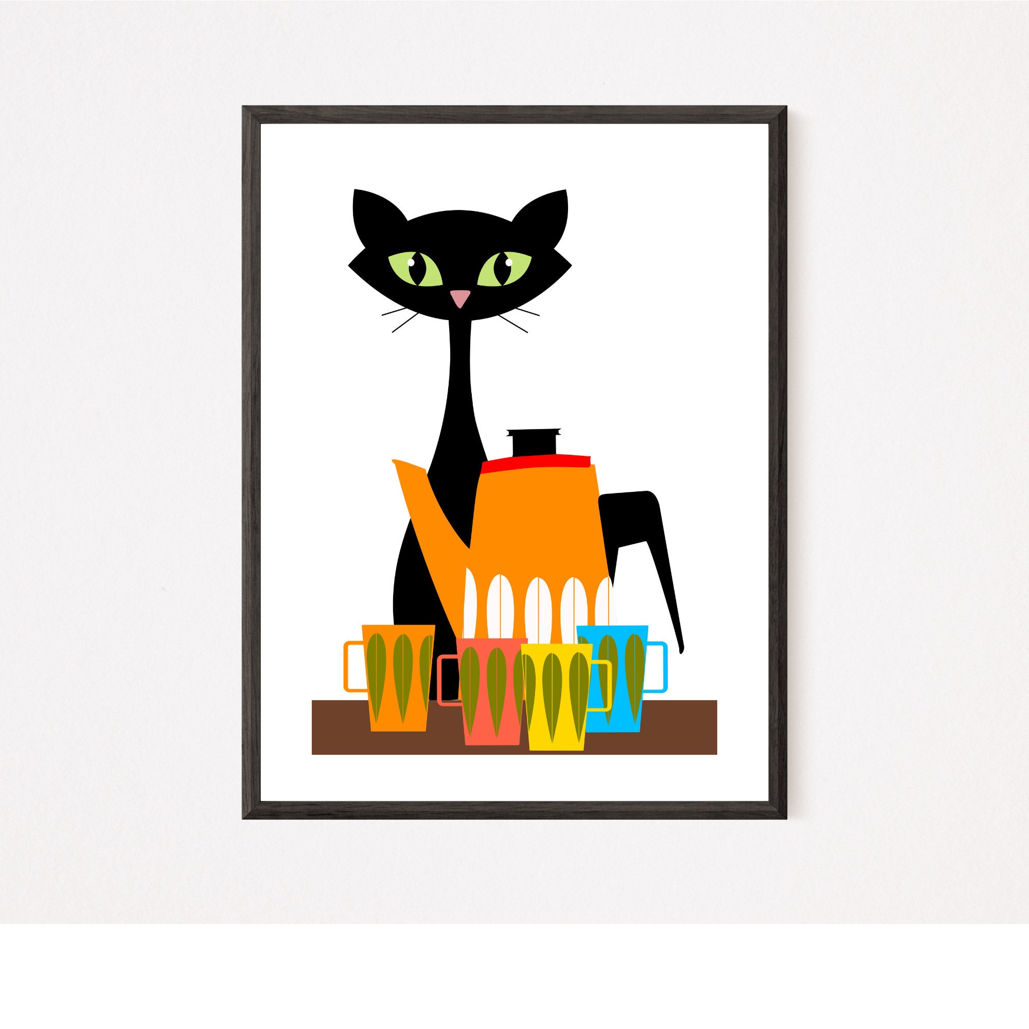 INSTANT DOWNLOAD Atomic Cat Art Print, Vintage Retro Style Poster ...