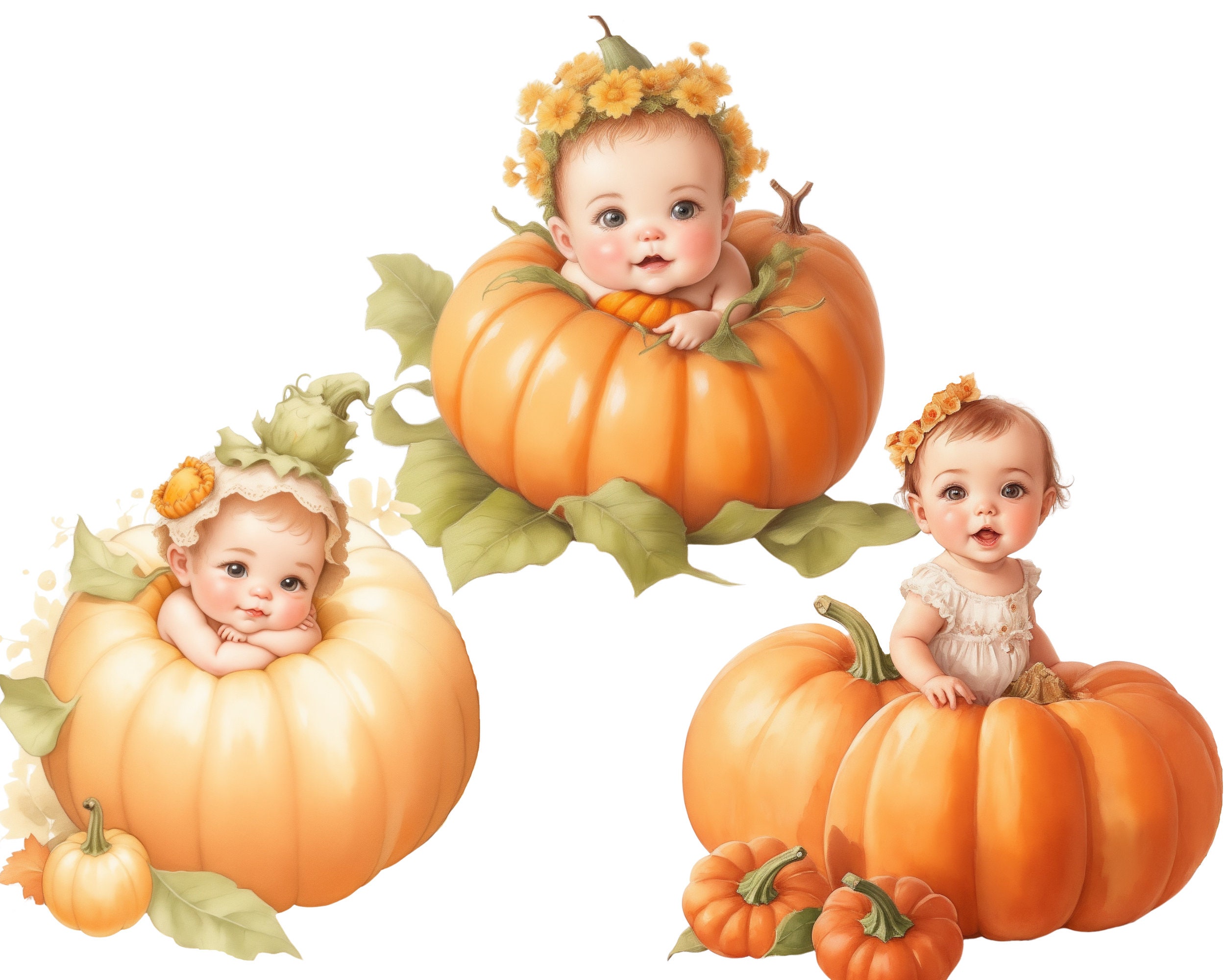 Pumpkin Babies CLIPART PNG Files Commercial Use Transparent - Etsy
