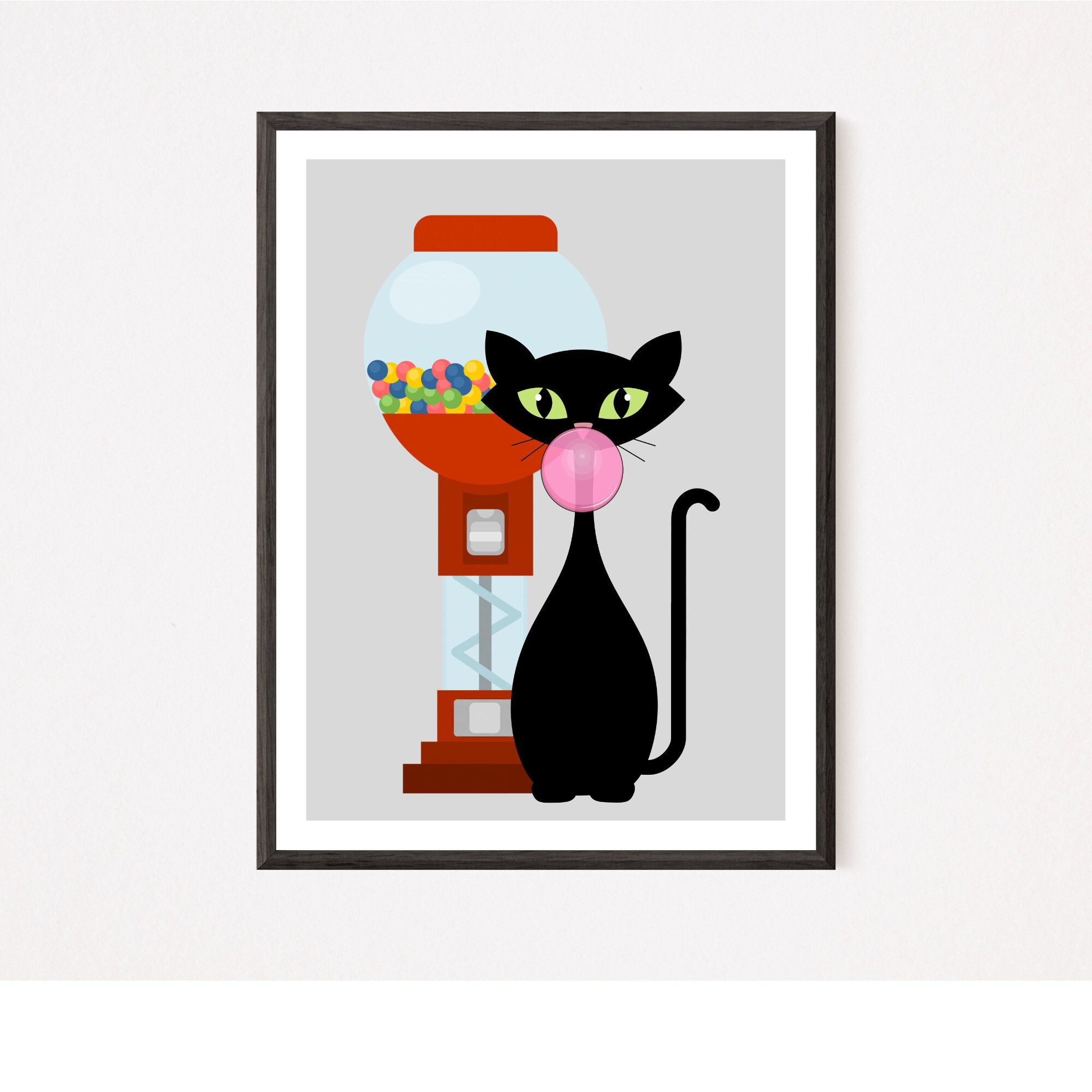 INSTANT DOWNLOAD Atomic Cat Art Print, Vintage Retro Style Poster ...