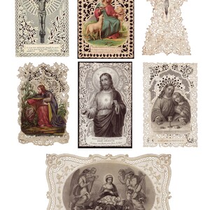 Antique Lace HOLY CARDS Digital Collage Sheet, Christian Ephemera ...